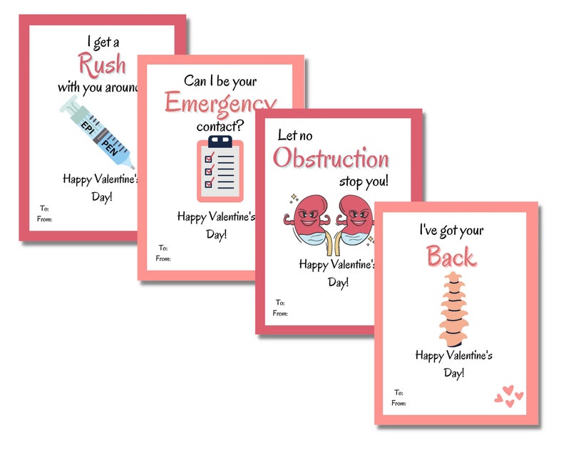 Funny Medical Valentine's Day Cards, 4 Pack for Doctors, Nurses ...