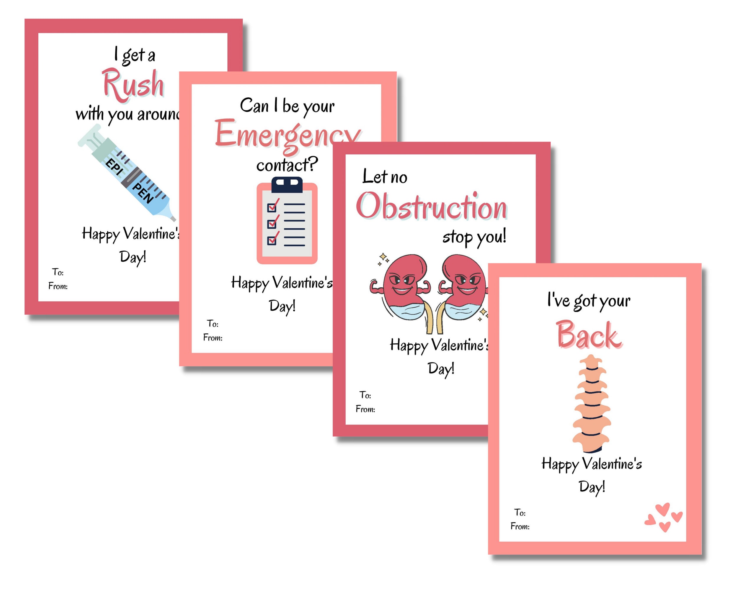 Funny Medical Valentine's Day Cards, 4 Pack for Doctors, Nurses ...
