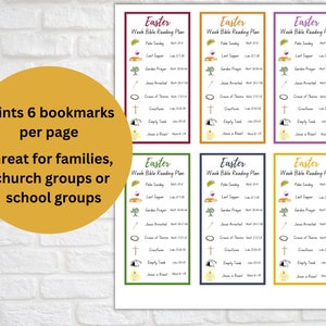 Holy Week| Christian Easter Printable| Bible Reading Plan Bookmarks ...