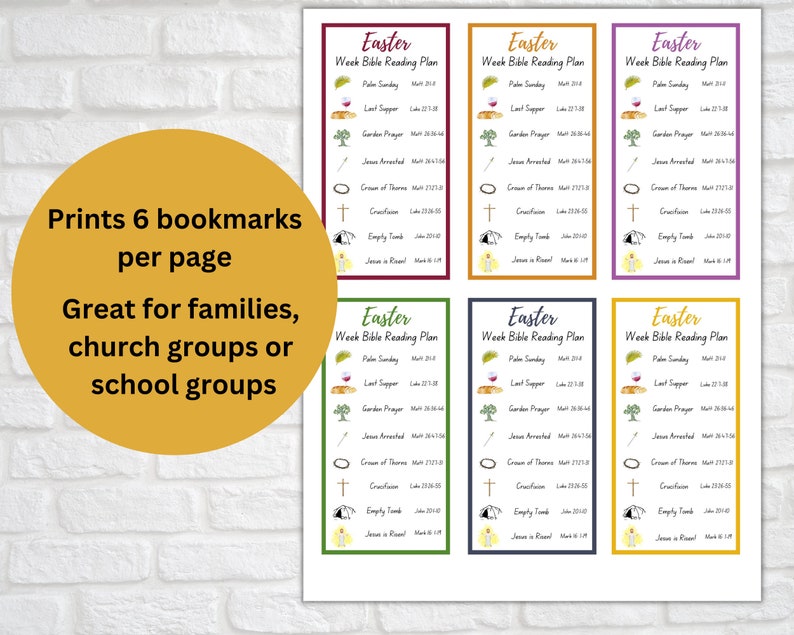 Holy Week| Christian Easter Printable| Bible Reading Plan Bookmarks ...
