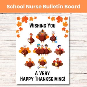 School Nurse Fall Bulletin Board Office Decor for Thanksgiving, School ...