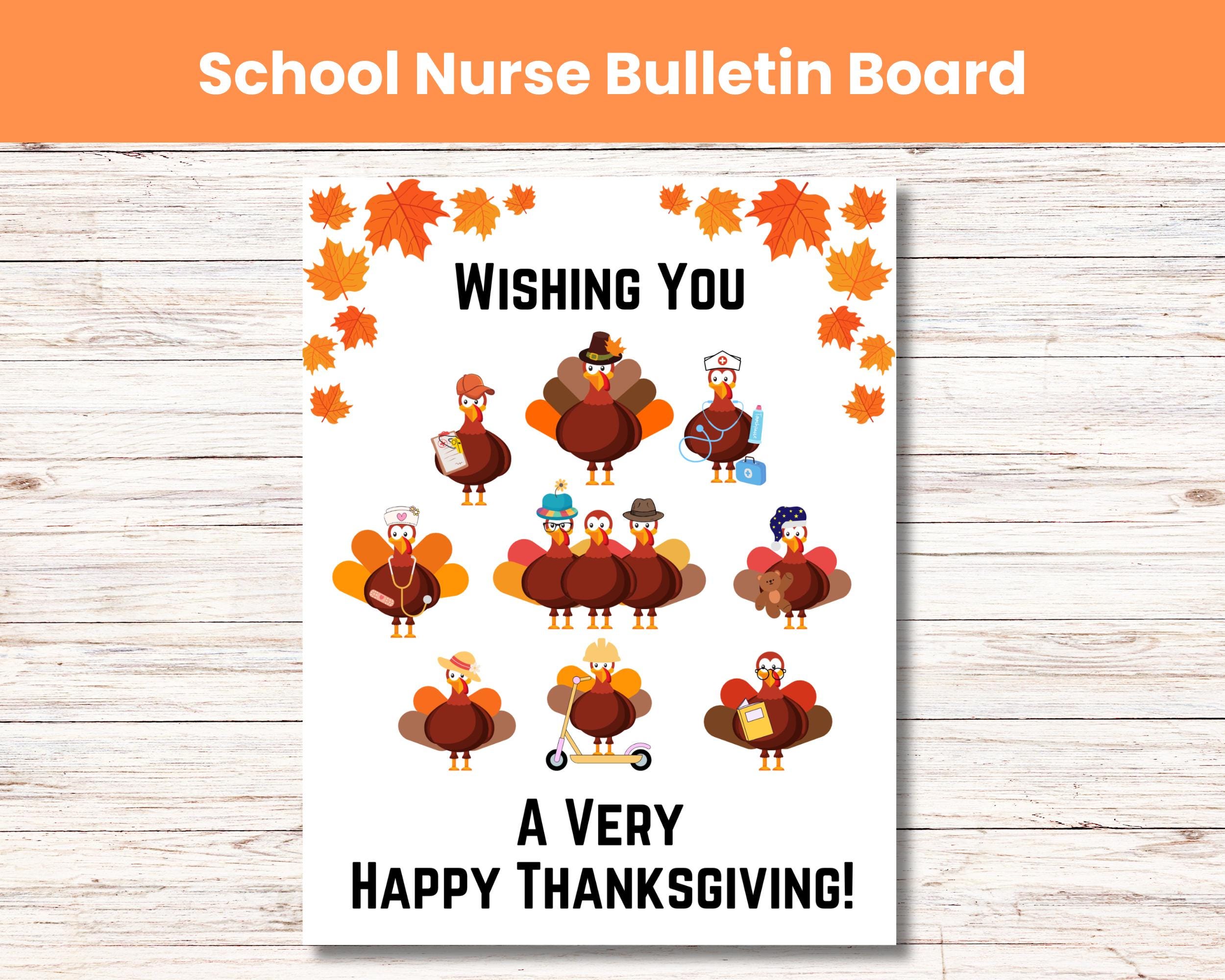 School Nurse Fall Bulletin Board Office Decor for Thanksgiving, School ...