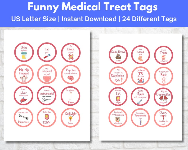 Funny Medical Treat Tags for Doctors, Nurses, PA, NP, CNA | Hospital ...