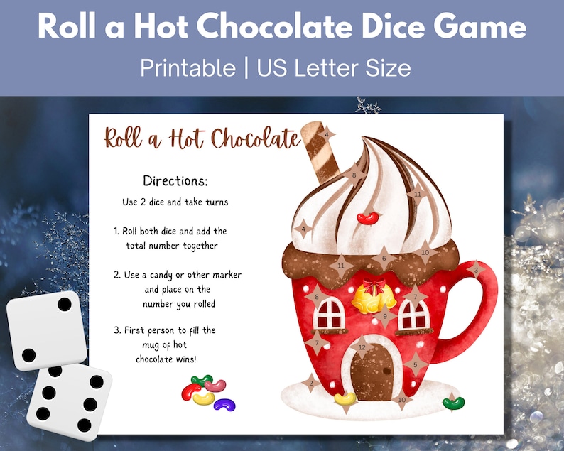Roll a Hot Chocolate Candy Dice Game for Kids & Adults | Winter New ...