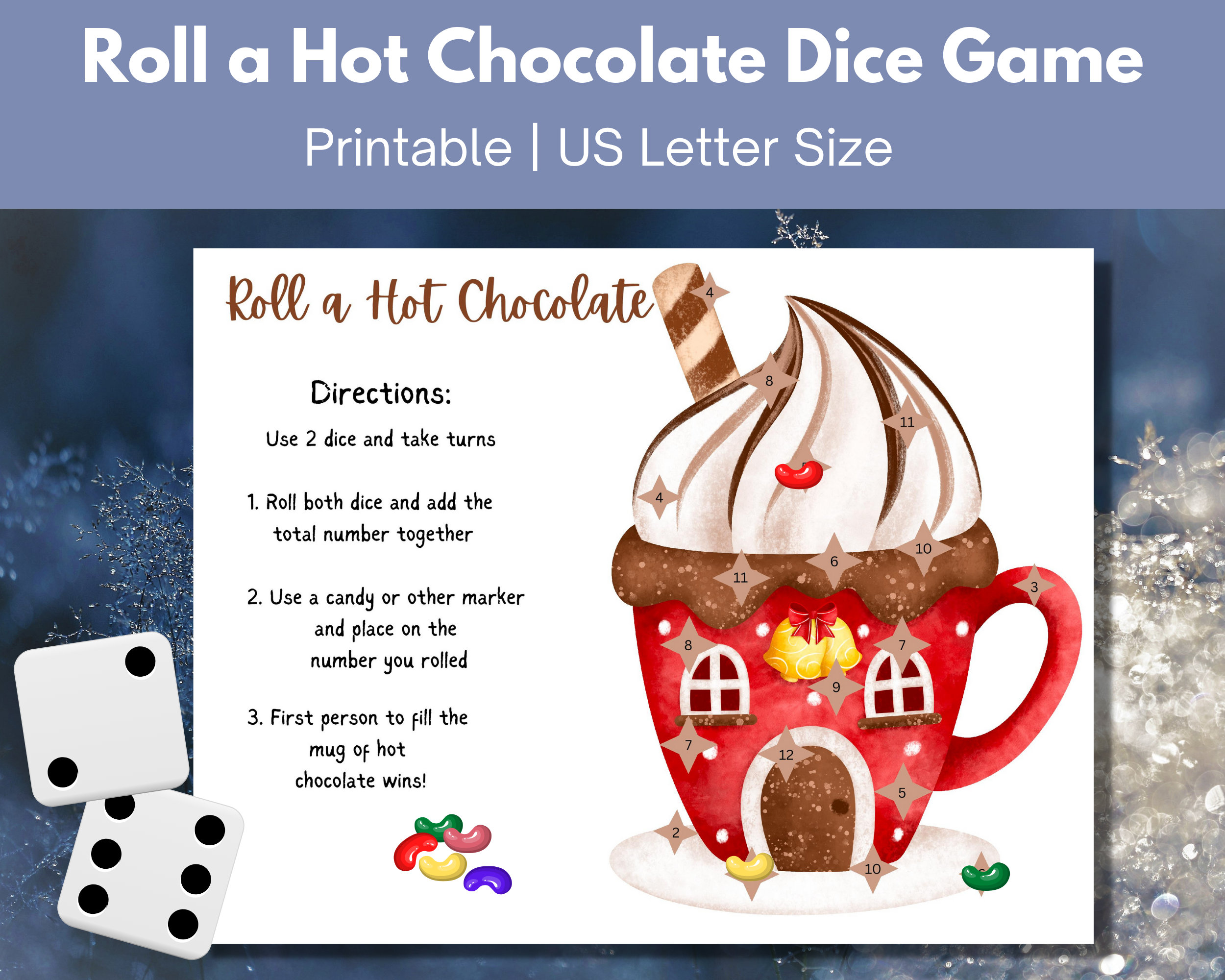 Roll a Hot Chocolate Candy Dice Game for Kids & Adults | Winter New ...