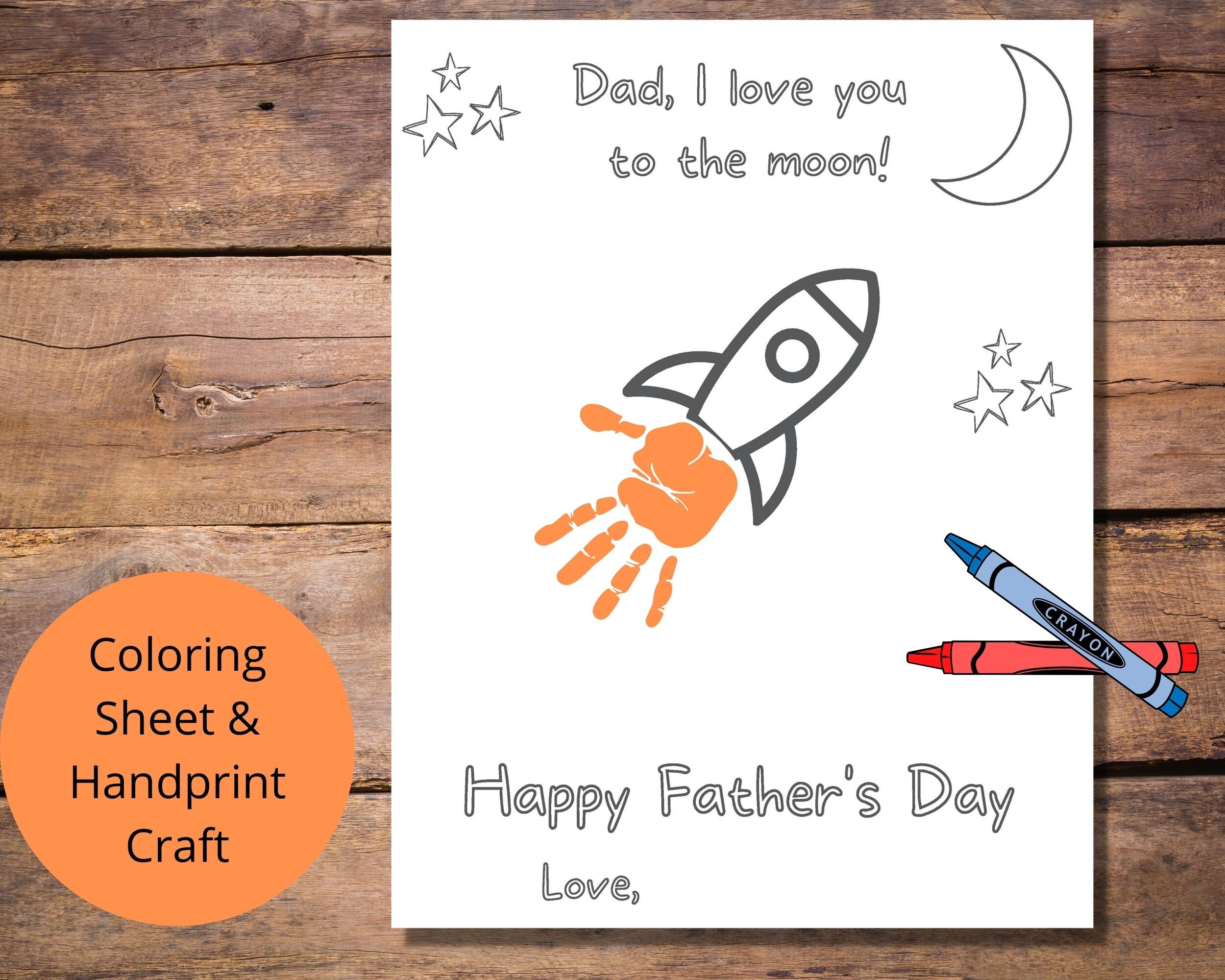 Fathers Day Handprint Art Printable Card Dad Gift From Child | Etsy