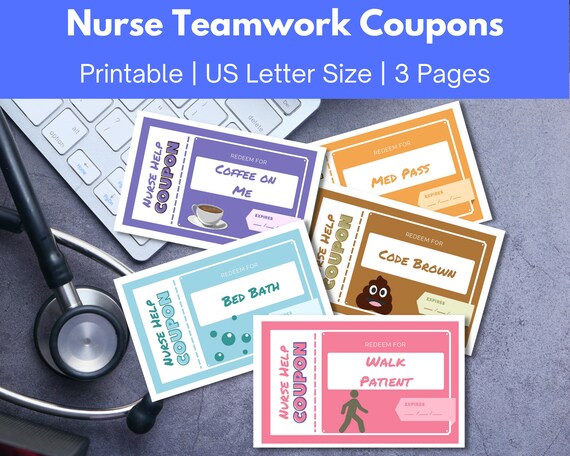 Nurse Printable Coupons Nurse Support Gift Nurse Gift - Etsy