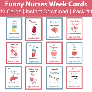 Nurses Week Printable Gift Tags, Nurses Week Funny Medical Cards, Nurse ...