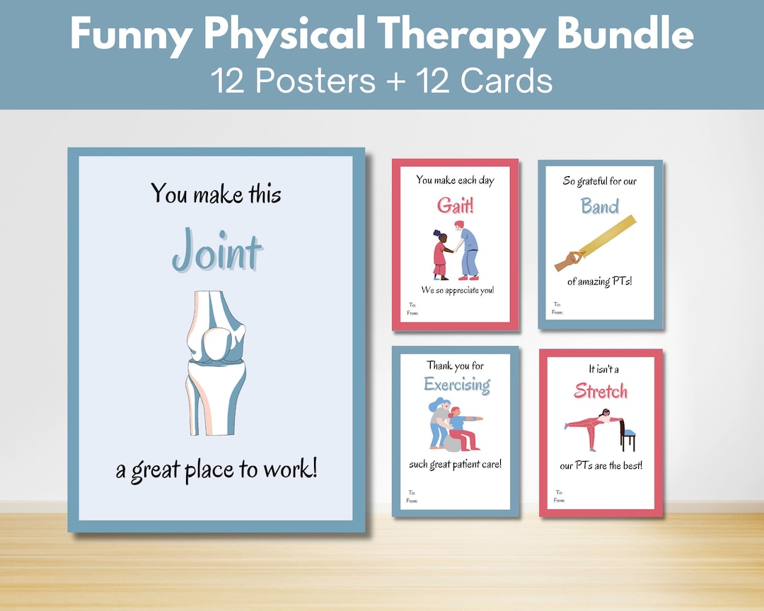 Funny Physical Therapy Cards and Poster Appreciation Bundle, Physical ...