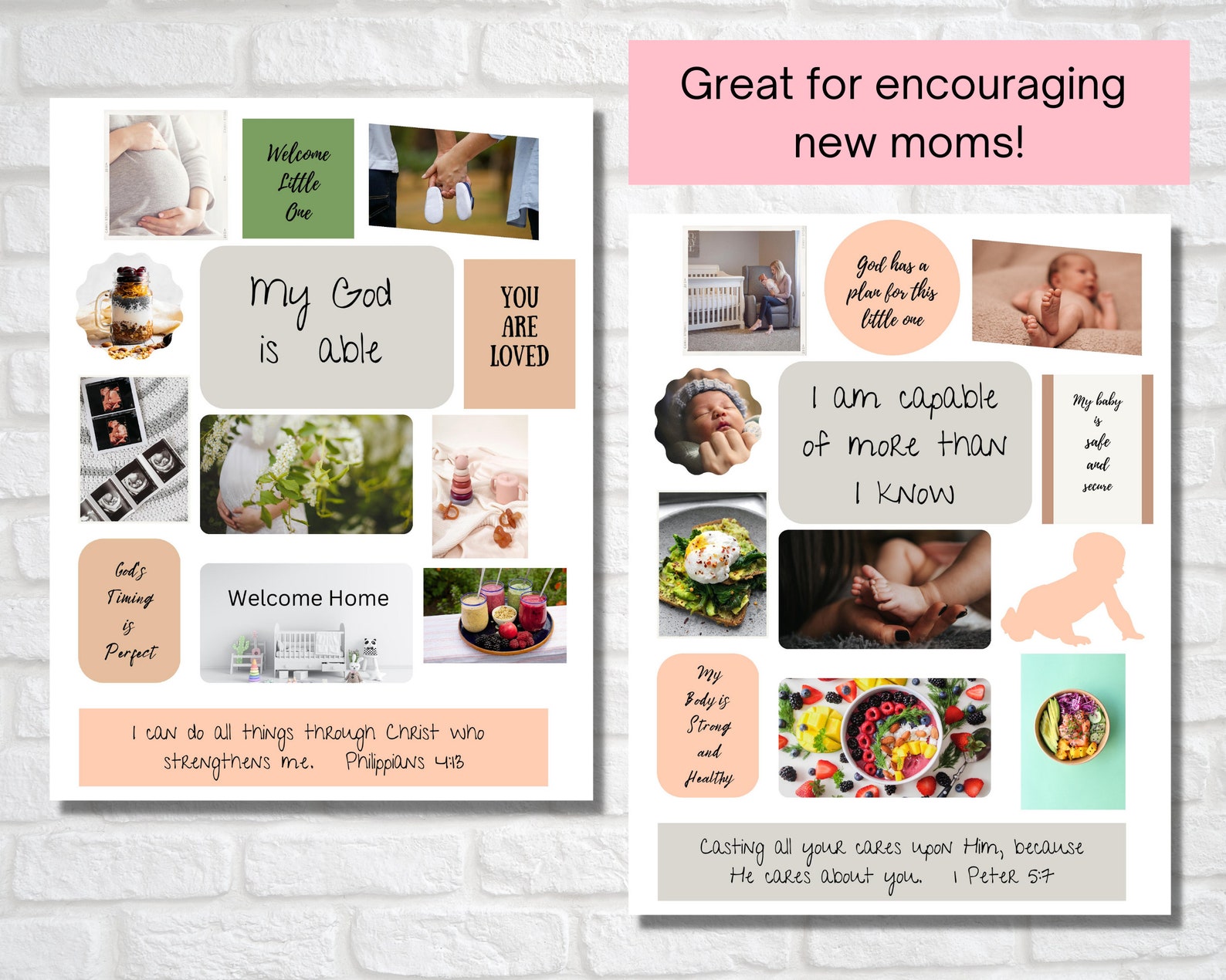 Pregnancy Vision Board Printable Images, Pictures & Words | Christian Birth Affirmation Vision ...