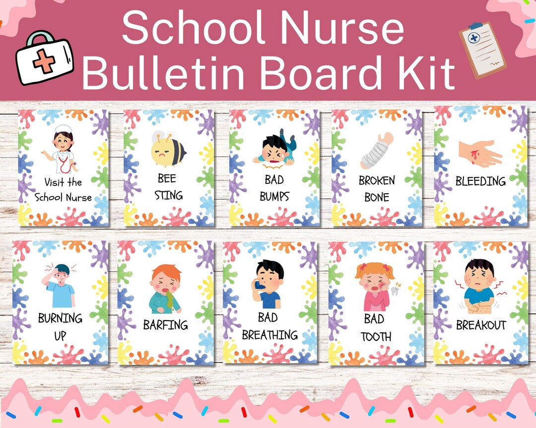 School Nurse Bulletin Board Kit, When to Visit the School Nurse Posters ...