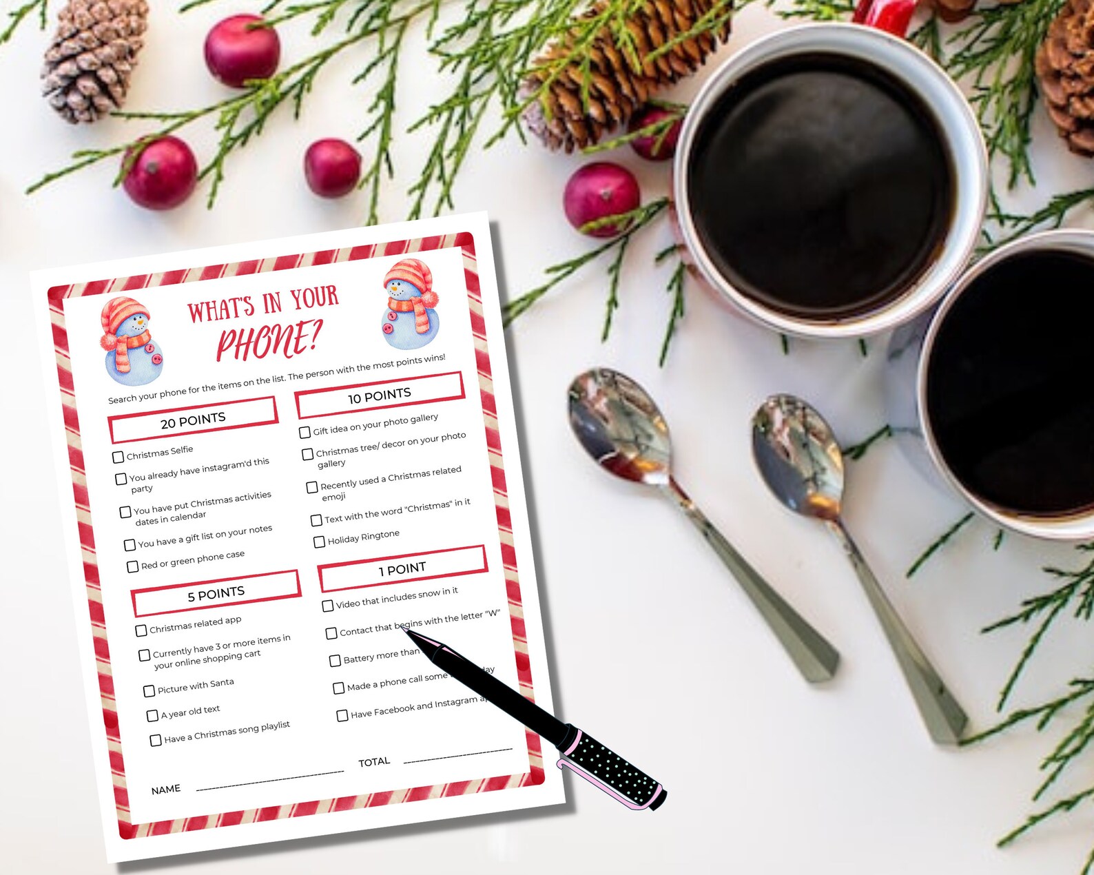 What's in Your Phone Christmas Party Game Christmas Cell Phone Game ...