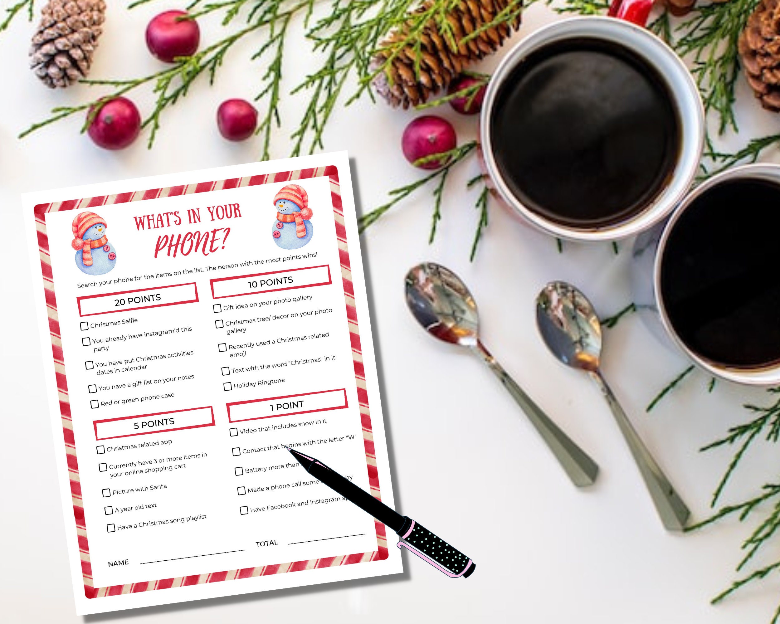 What's in Your Phone Christmas Party Game Christmas Cell Phone Game ...