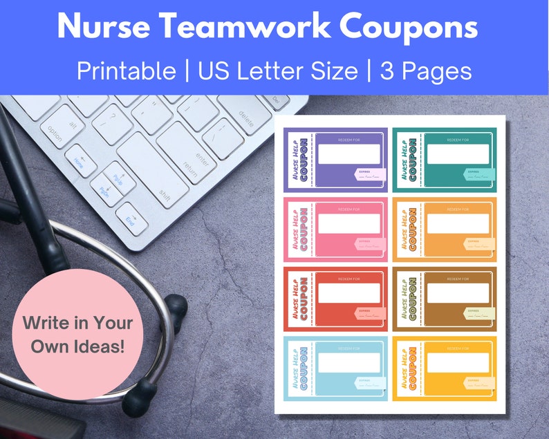 Nurse Printable Coupons Nurse Support Gift Nurse Gift - Etsy
