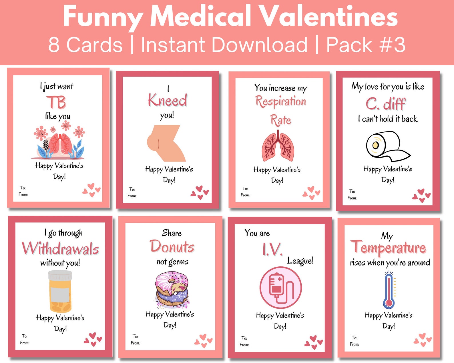 Funny Medical Valentine's Day Cards, 8 Pack for Doctors, Nurses ...