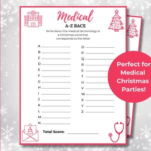 Christmas Medical A to Z Race Game, Team Building Game, Icebreaker Game ...