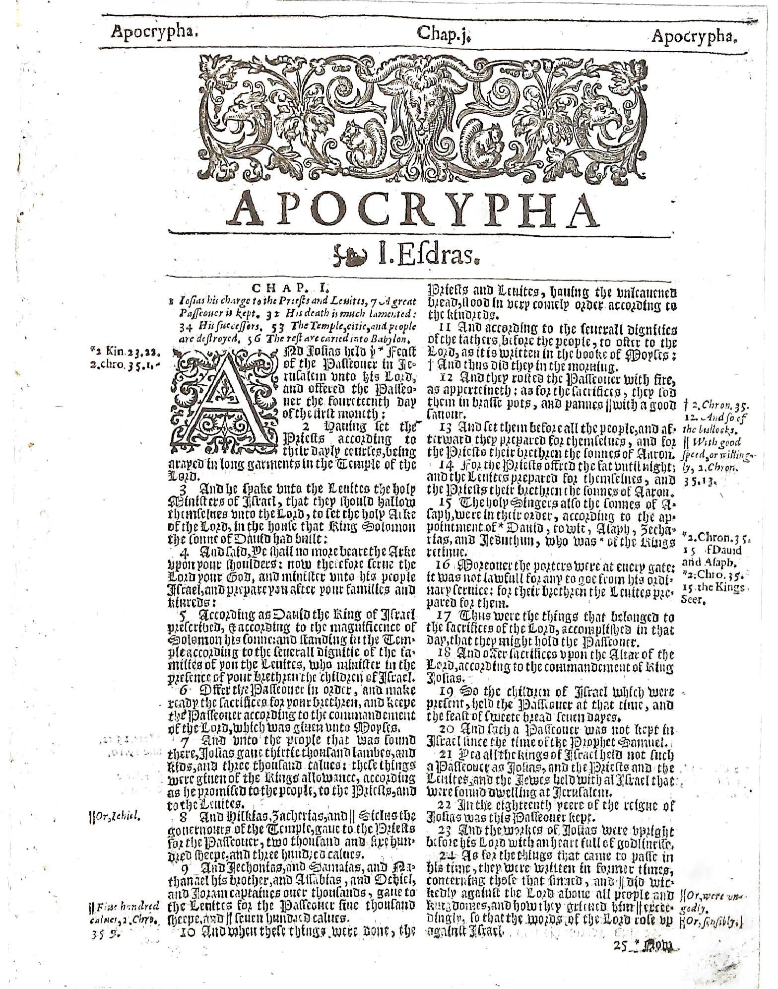 The Apocrypha Title Page 1625 Antique King James Bible Framed Leaf, 400 ...