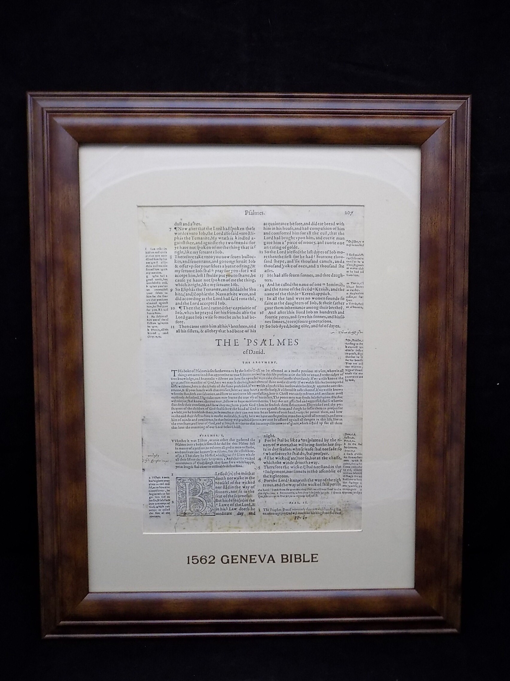 Blessed is the Man, Psalms Title Page, 1562 Antique Geneva Bible First ...