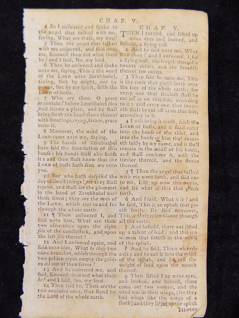 1782 Robert Aitken Bible Leaf, Firs English Bible Printed in America ...