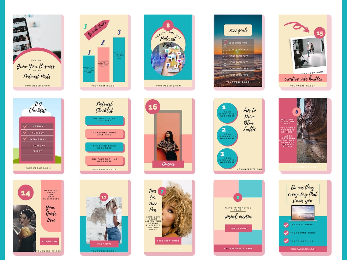 Pinterest Template Canva Templates Canva Blogger Templates - Etsy