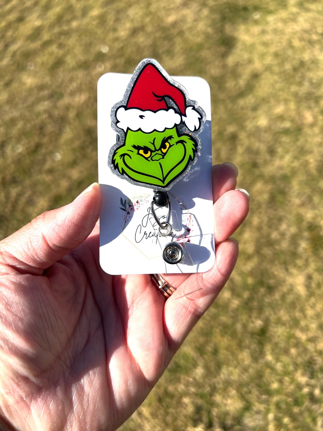 Christmas Grouch With Red Hat Acrylic Badge Reel Nurse Gift Medical ...