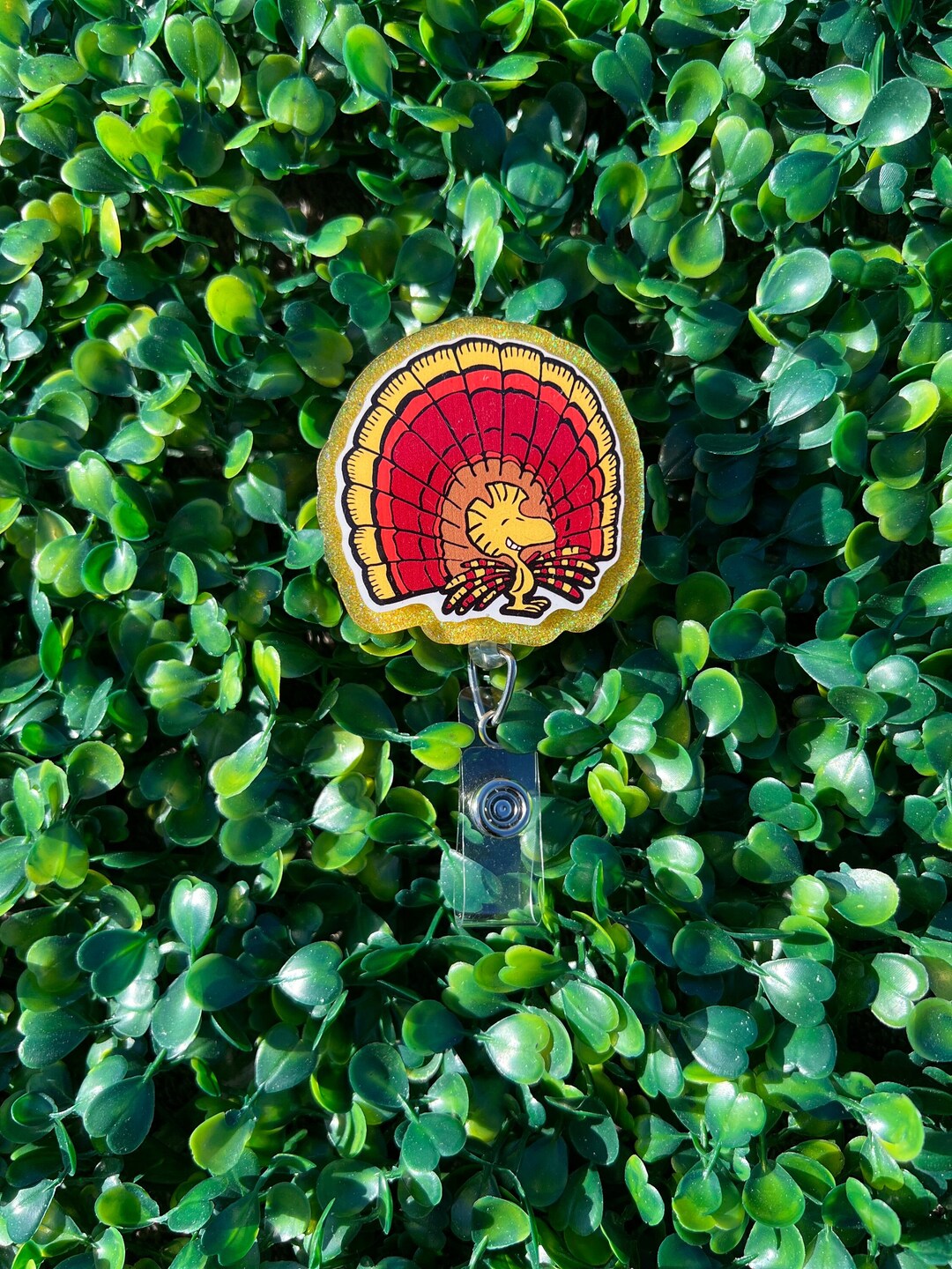 Yellow Bird Turkey Acrylic Badge Reel or Lanyard Beagle Dog ...