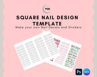 Toe Nail Design Template for Decals and Stickers Photoshop Canva A4 ...