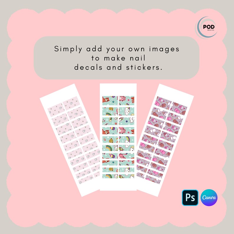 Square Nail Design Template for Decals and Stickers - Etsy Australia