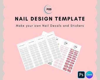 Toe Nail Design Template for Decals and Stickers | Photoshop Canva | A4 ...