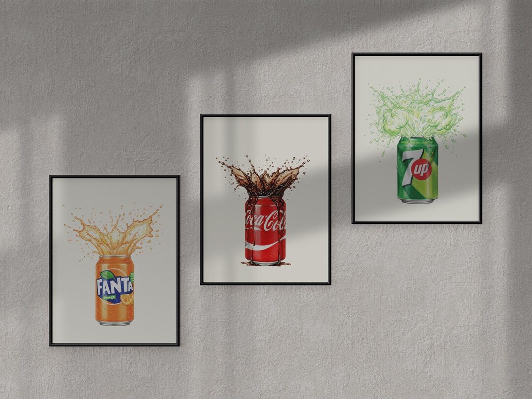 Soda Can Pop Art Print Set: Fizzy Drink Explosion (PNG Digital Download ...