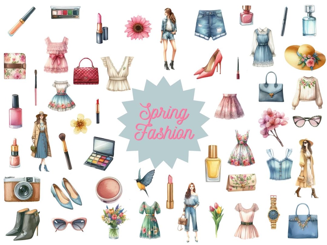 Spring Fashion Clip Art Graphics | 50 Separate Images | PNG Format - Etsy