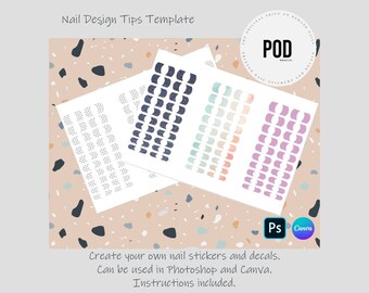 Toe Nail Design Template for Decals and Stickers Photoshop - Etsy