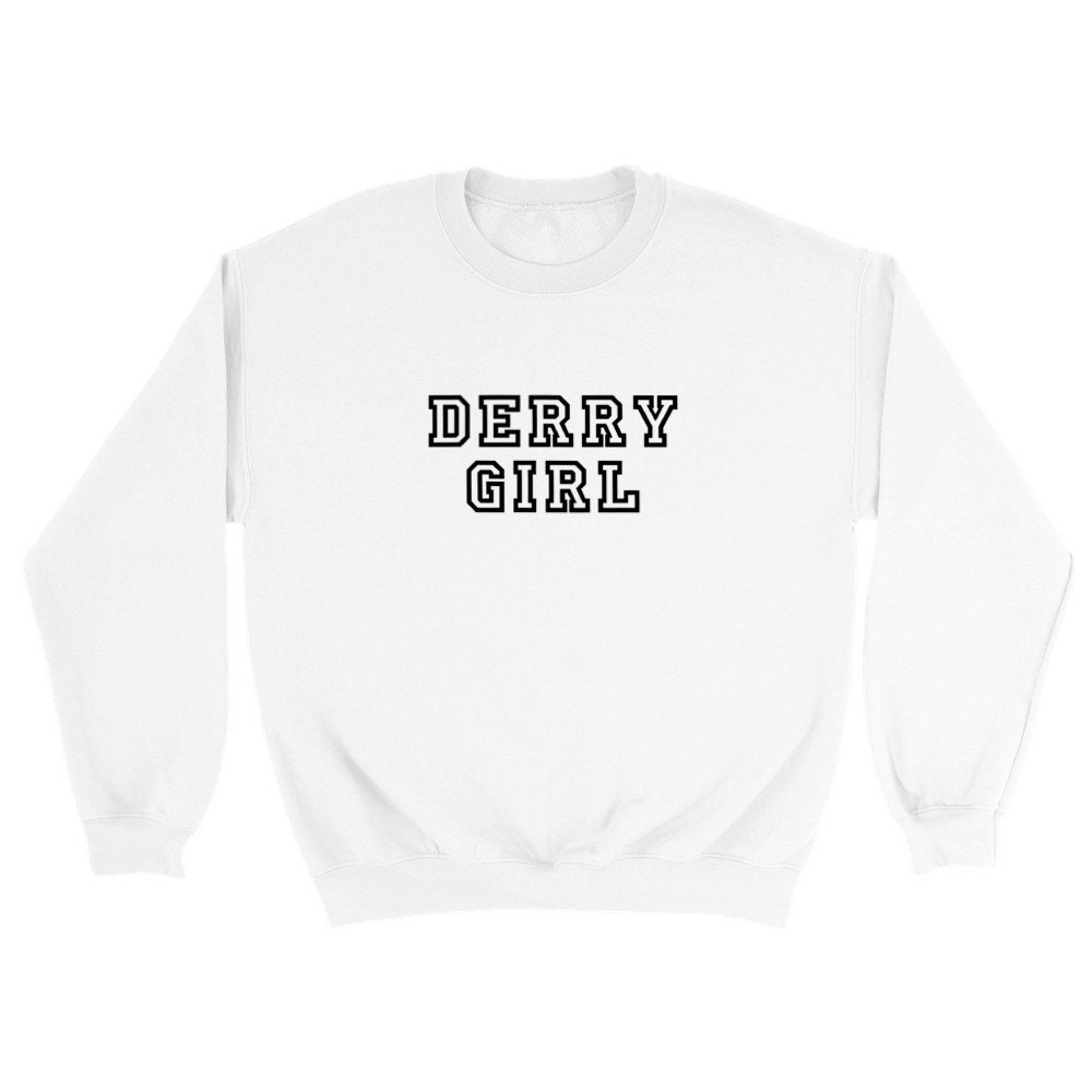 White and Black Derry Girl Varsity Style Athletic Printed Classic Unisex Crewneck Sweatshirt - Etsy