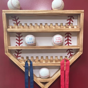 Traditional Baseball and Ring Display - Holds 44 Rings/medals and 11 ...