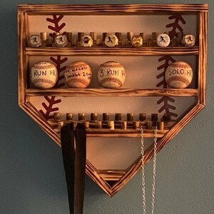 Traditional Baseball and Ring Display Holds 44 Rings/medals and 11 ...