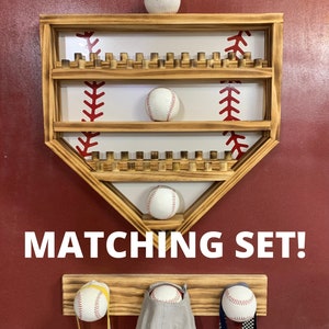 Traditional Baseball and Ring Display - Holds 44 Rings/medals and 11 ...