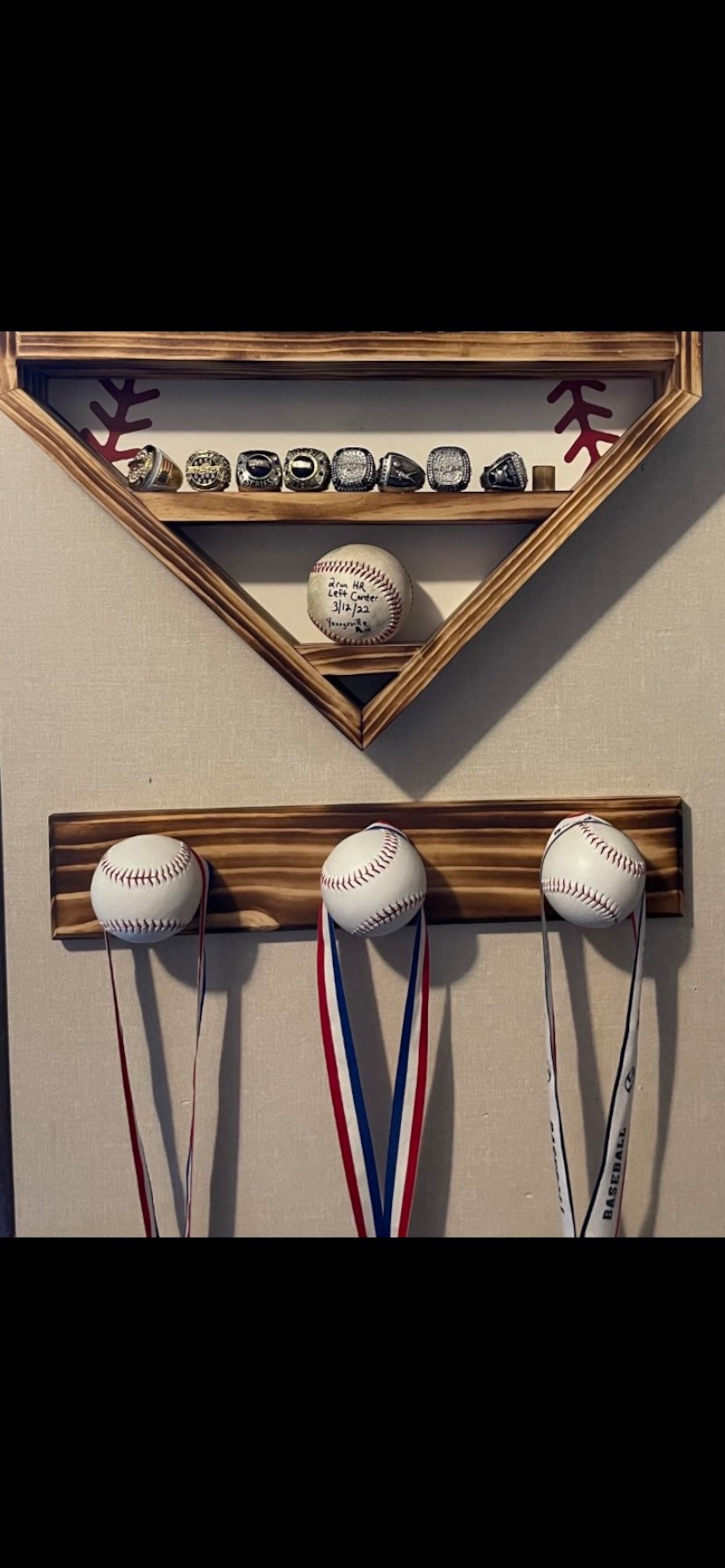 Rustic Baseball and Ring Display Holds 44 Rings/medals and - Etsy