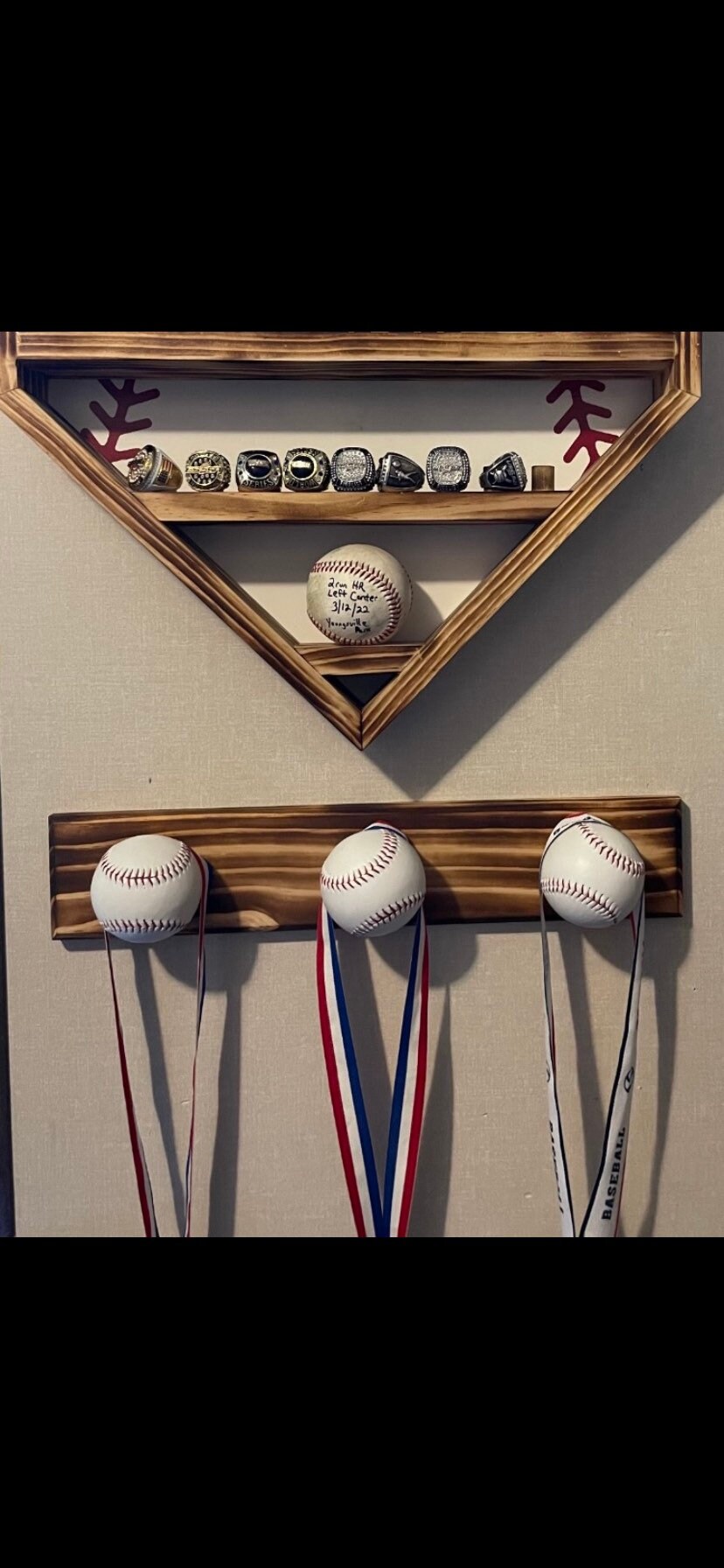 Rustic Baseball and Ring Display Holds 44 Rings/medals and - Etsy