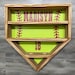 Rustic Softball Display With Traditional Softball Colored Backboard ...