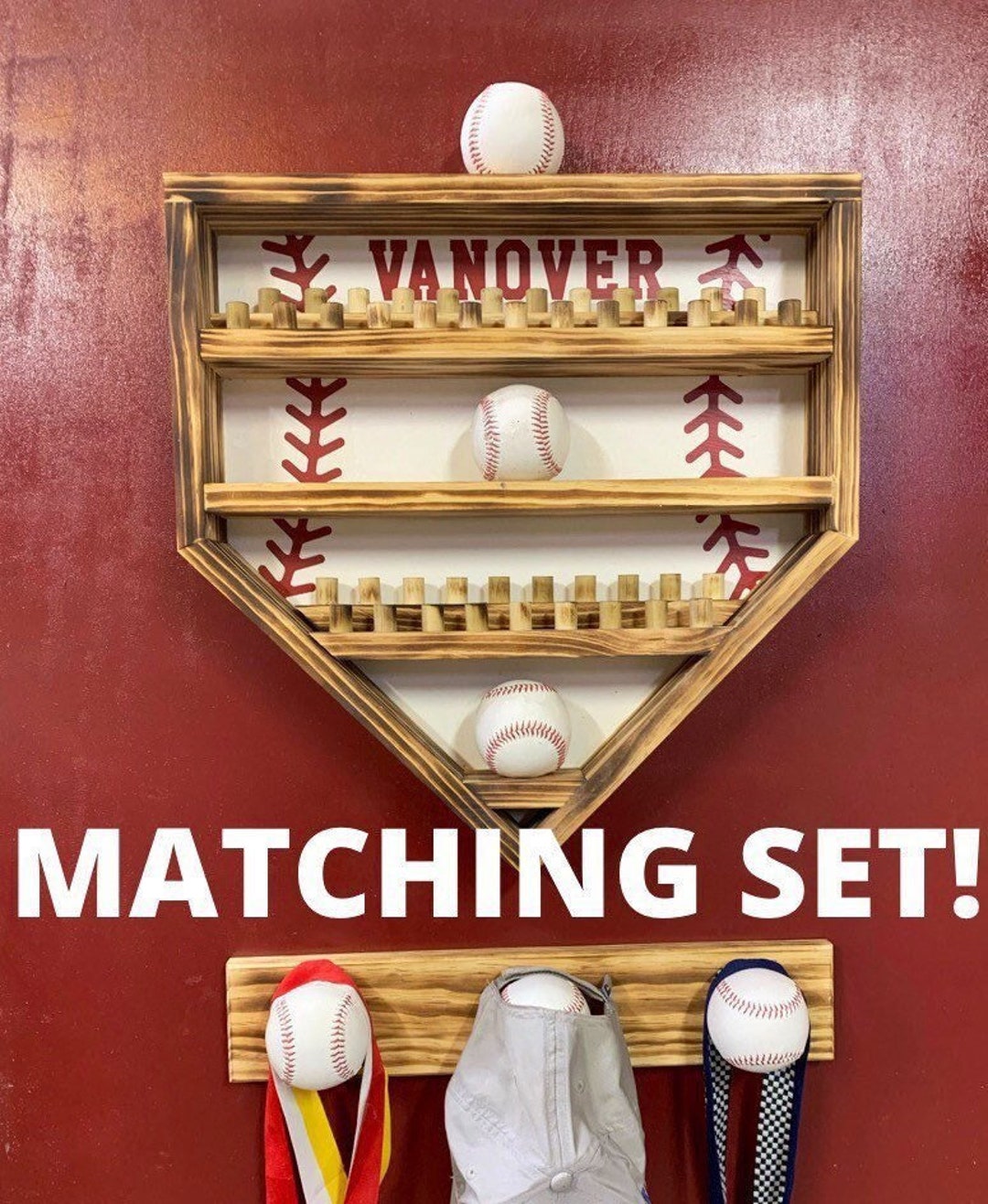 Personalized Baseball and Ring Display - Holds 44 Rings/medals and 11 ...