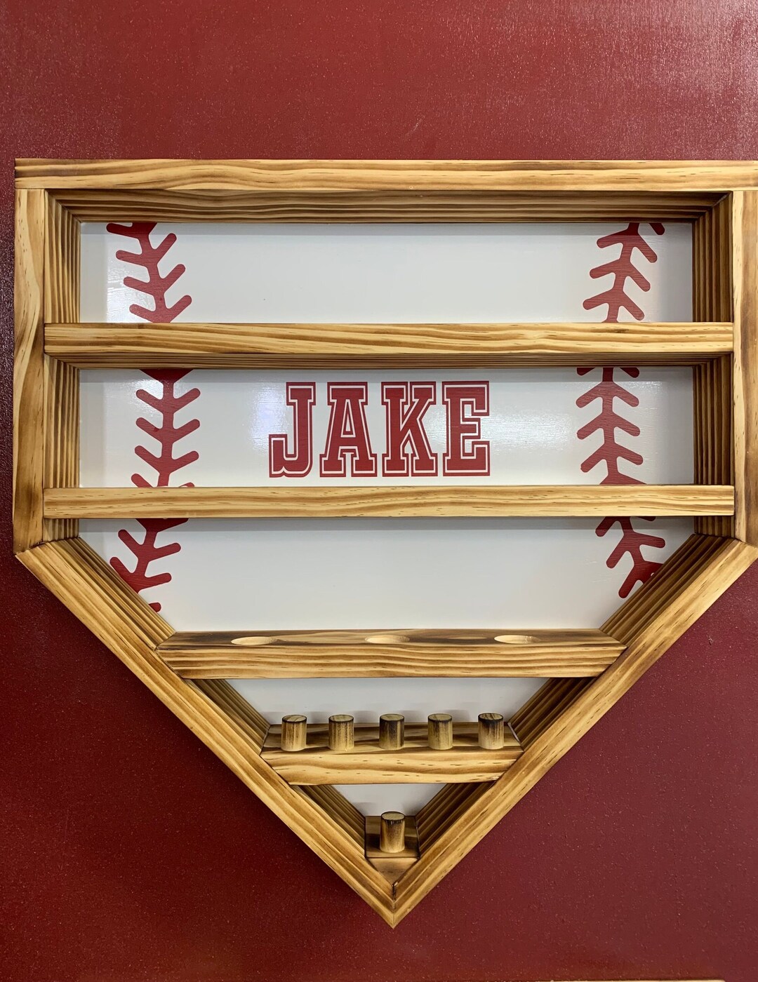 Personalized Baseball and Ring Display - Holds 6 Rings/medals and 18 ...