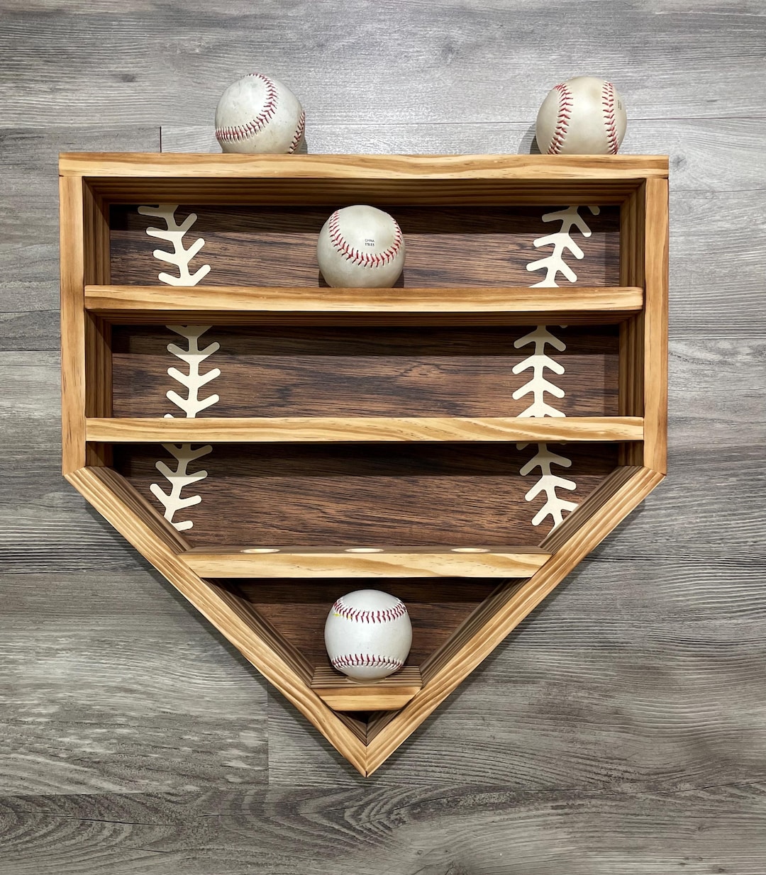 Baseball Display - Holds 19 Baseballs. Rustic Finish and Rustic ...