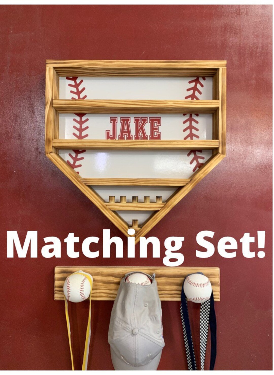 Personalized Baseball and Ring Display AND Matching Medal/hat Hanger - Etsy