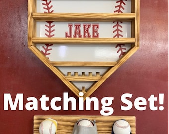 Rustic Baseball and Ring Display Holds 44 Rings/medals and 11 Baseballs ...