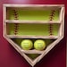 Rustic Softball Display With Traditional Softball Colored Backboard ...
