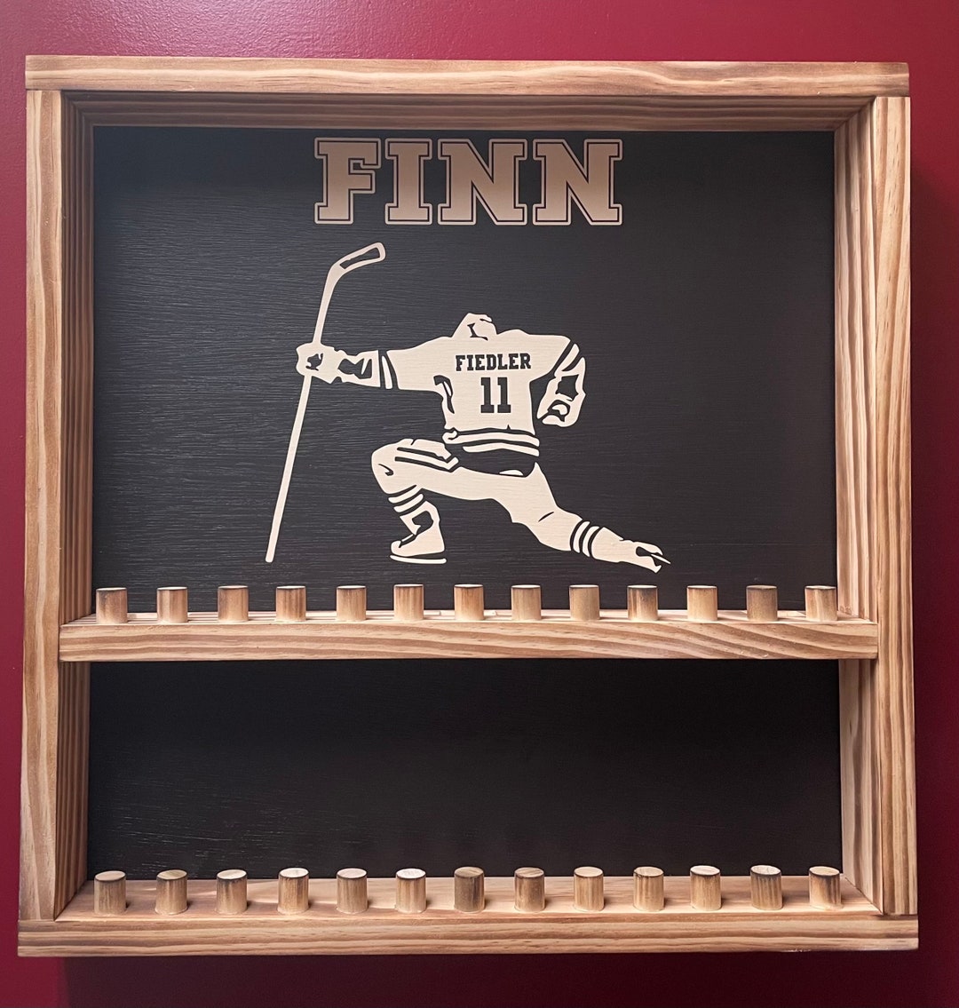 Personalized Hockey Medal/ring, Puck, and Trophy Display - Holds 26 ...