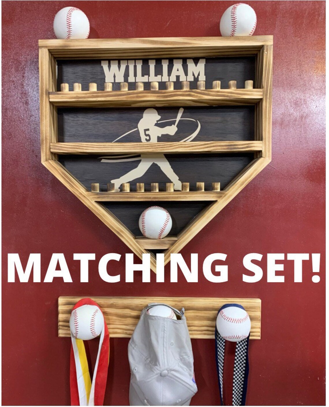 Set of Personalized Player-at-bat Baseball and Ring Display - Etsy