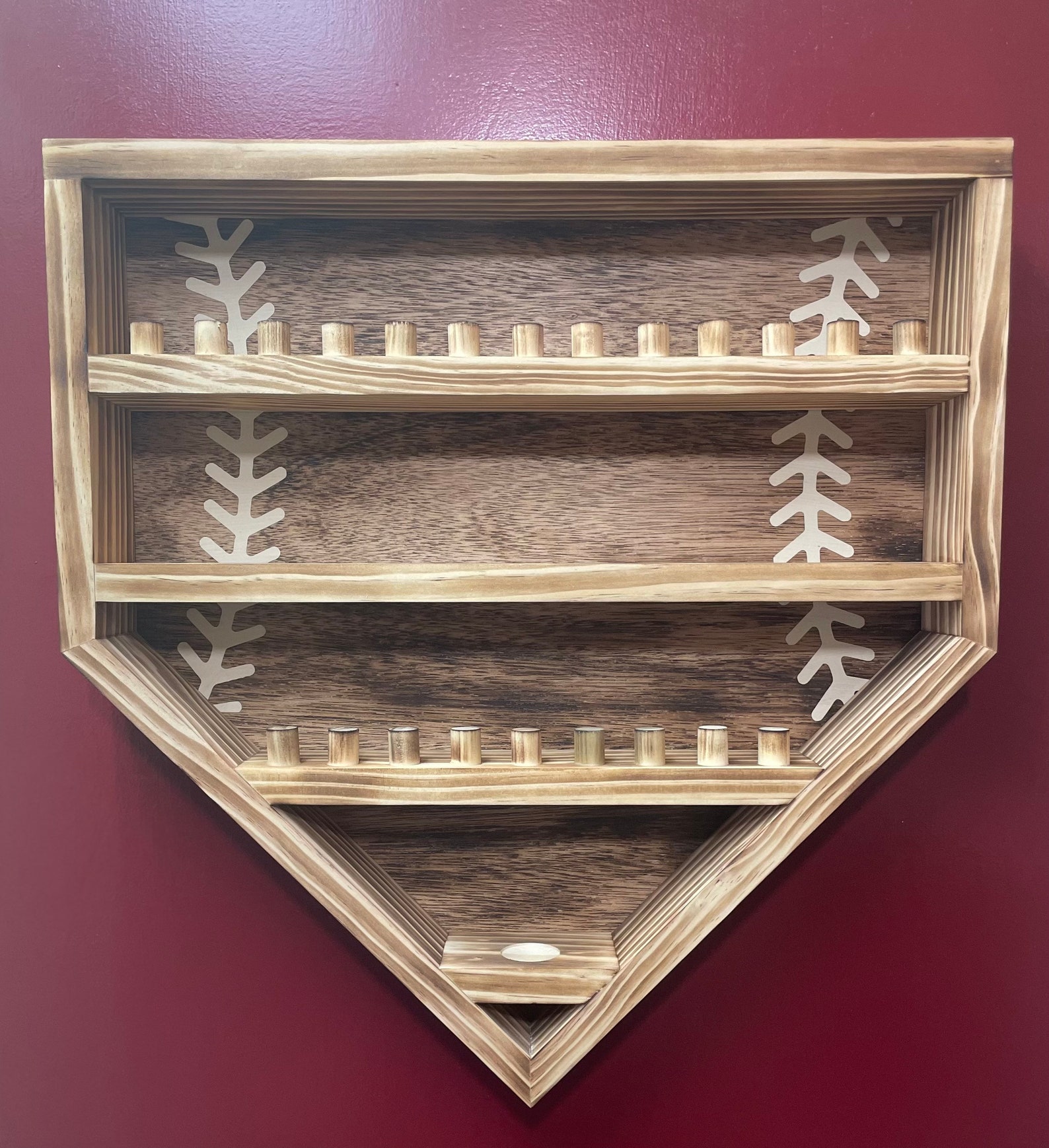 Rustic Baseball and Ring Display - Holds 22 Rings/medals and 11 ...
