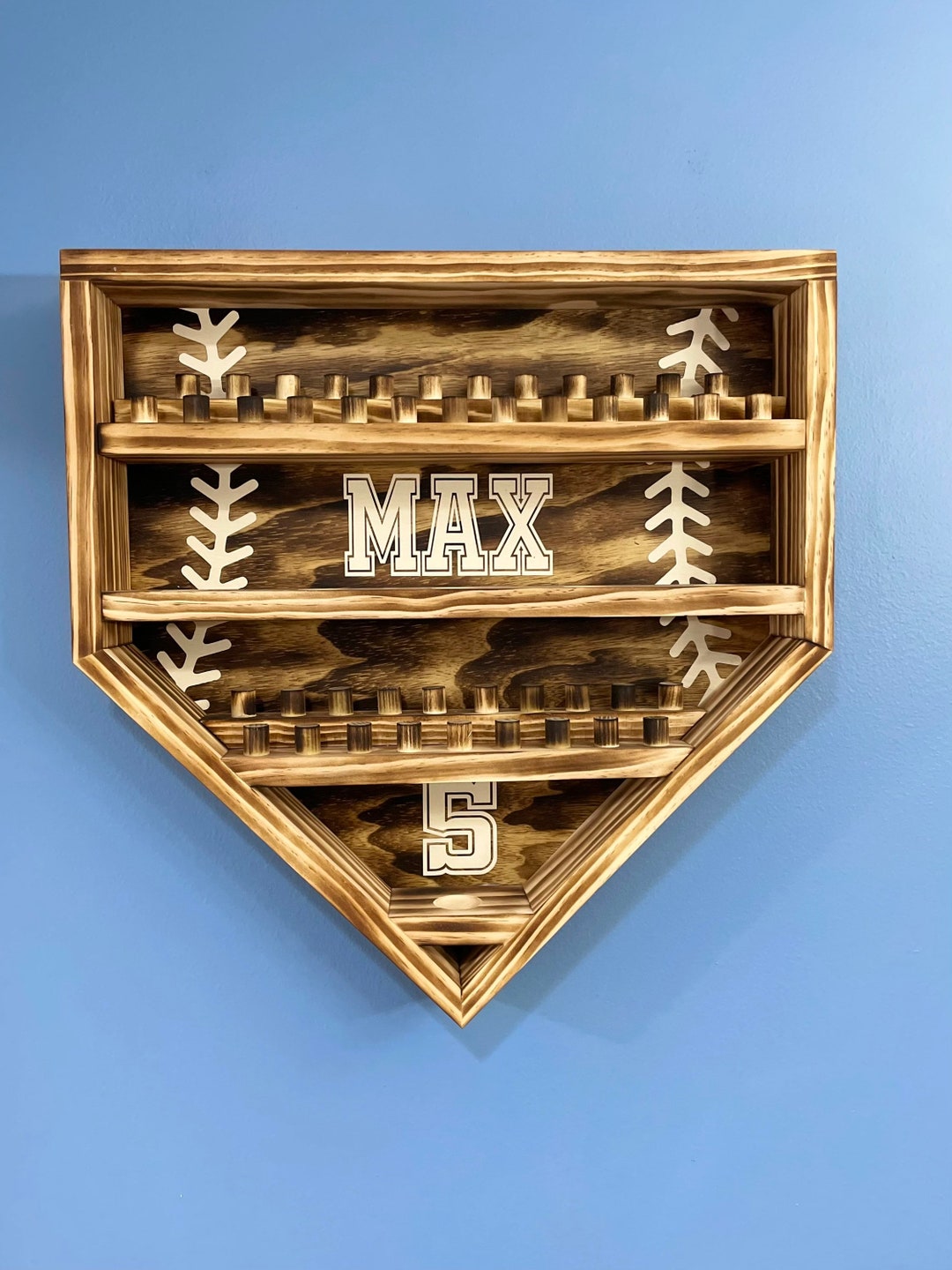 Personalized Baseball and Ring Display Holds 44 Rings and 11 Balls With ...