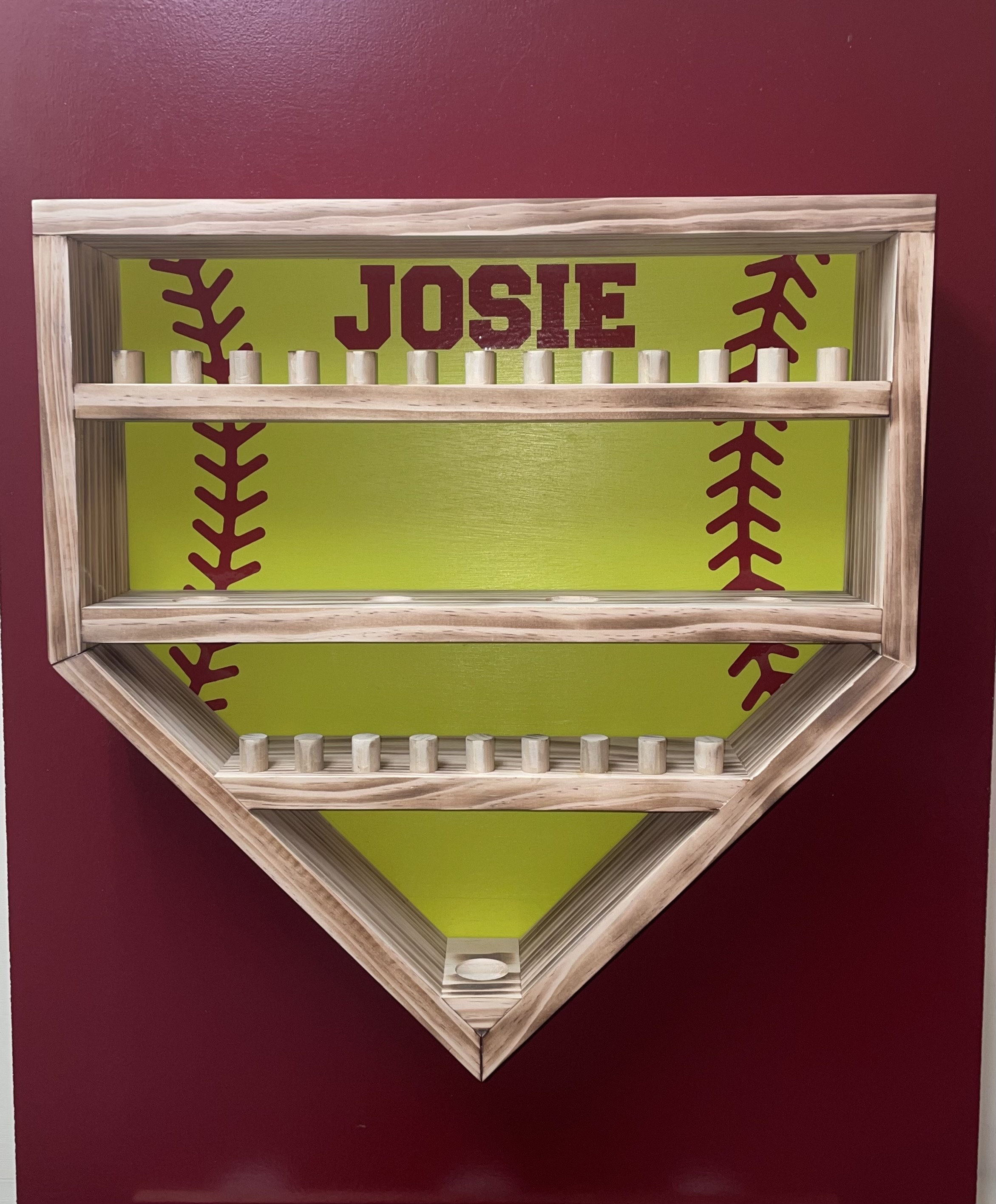 Personalized Rustic Softball and Ring Display With Traditional Softball ...